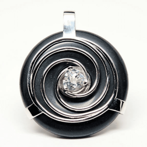 Black Obsidian Galactic Vortex w/Clear Quartz - PureEsperanza