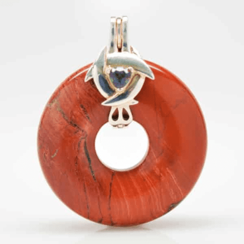 Red Jasper Genesis Amulet with Mystic Green Quartz - PureEsperanza